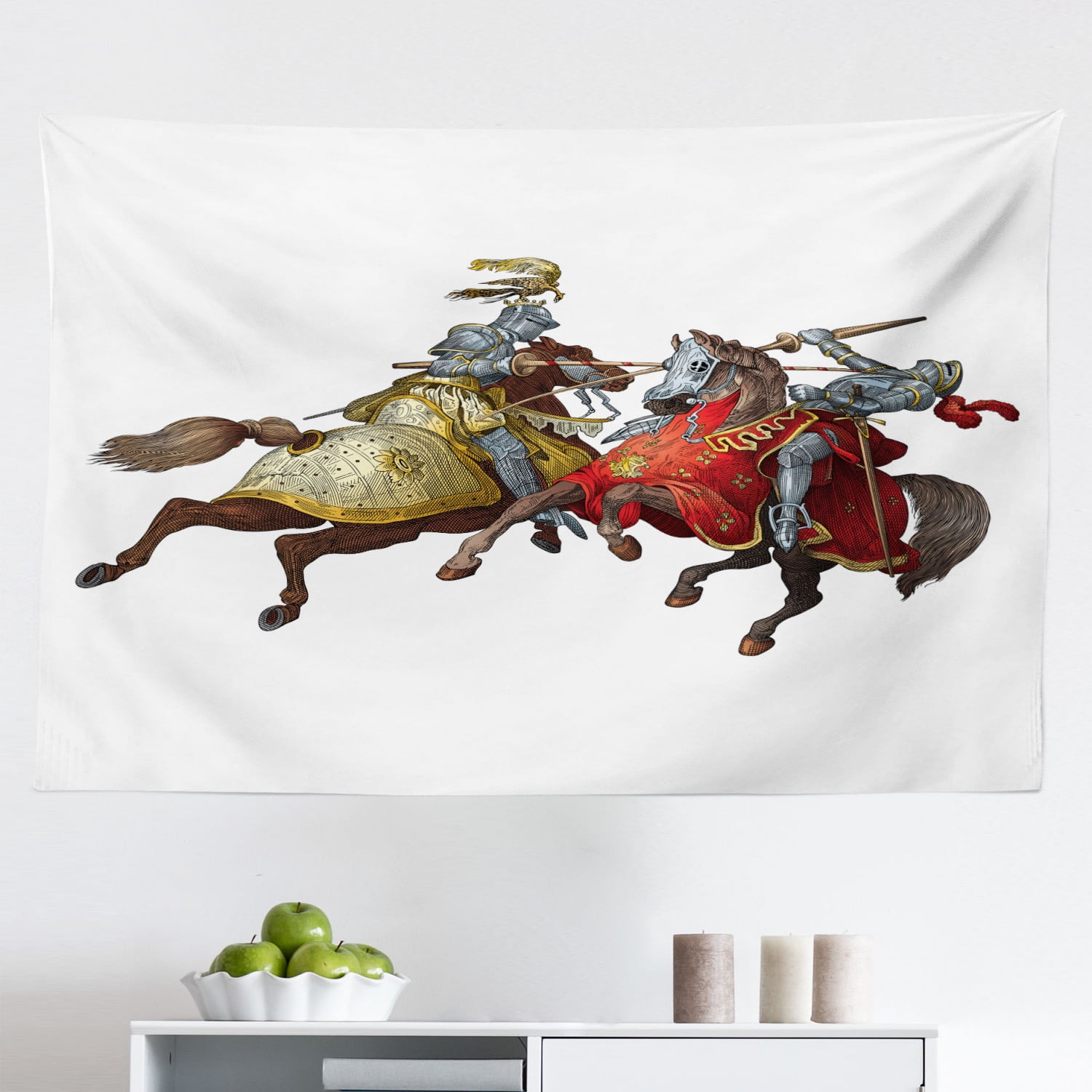 Medieval Tapestry, Heraldic Gear Coat of Medieval Knight with Ornate ...