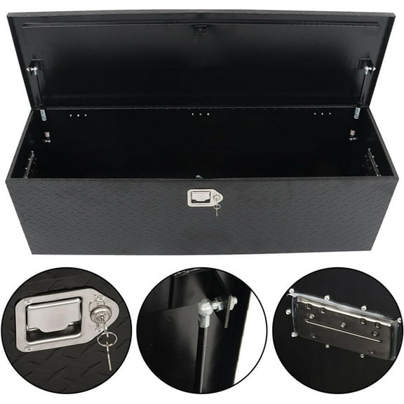 BATONECO 48 Inch Aluminum Trailer Tool Box Truck Bed Tool Box w/ Side Handle Heavy Duty Tool ...