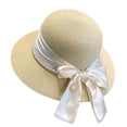 JIUWEN Summer Hats for Womens Big Bowknot Straw Hat Foldable Roll up ...