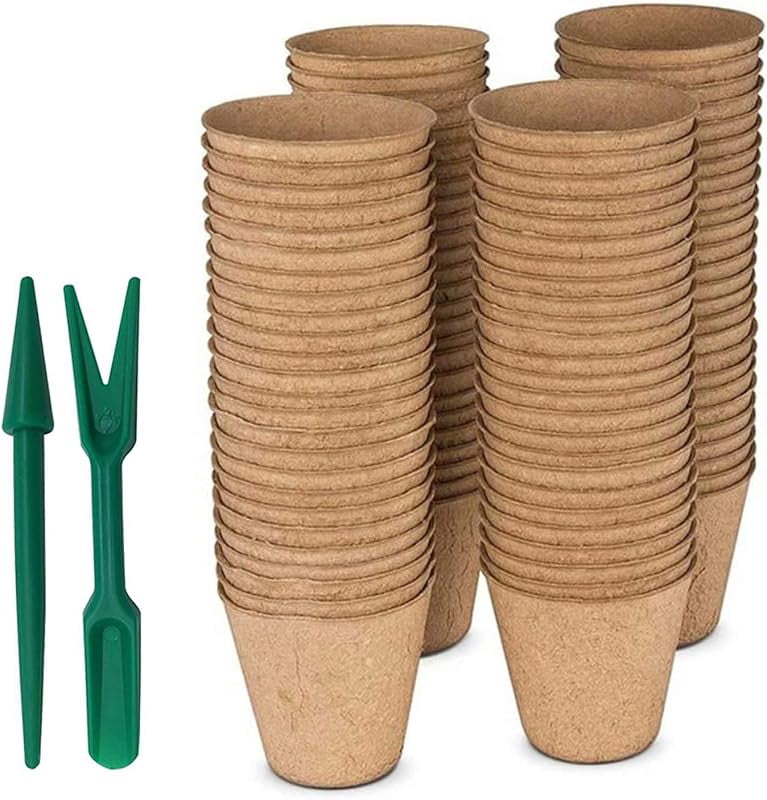 100 macetas de turba de 6 cm para sembrar: macetas biodegradables para ...