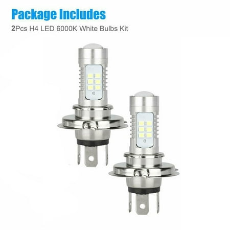 KUIZAP 4x H4 9003 HB2 Super White LED Headlight Bulb Conversion Kit High Low Beam 6000K(2PCS ...