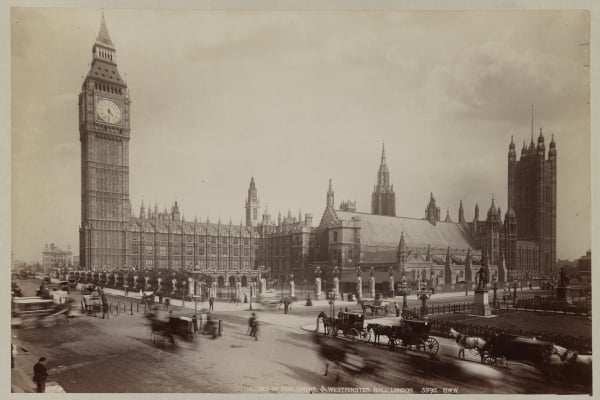 Print: Houses Of Parliament & Westminster Hall, London, circa 1880 ...