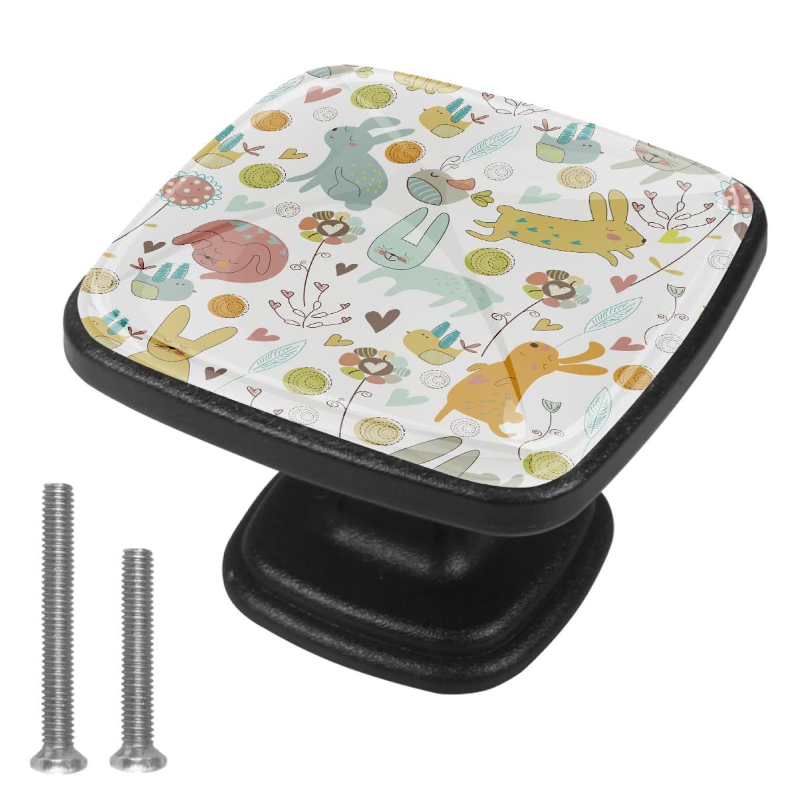 4 Pcs Cabinet Handle Drawer Pulls Cartoon Bunnies Birds Knobs with ...