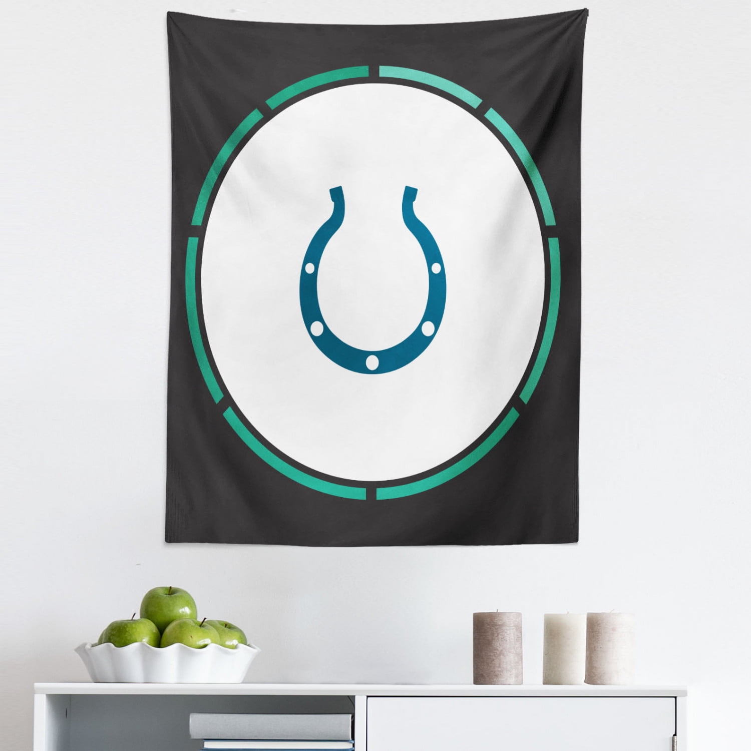 Rodeo Tapestry, Horseshoe in a Circle Frame Wild West Luck Illustration ...