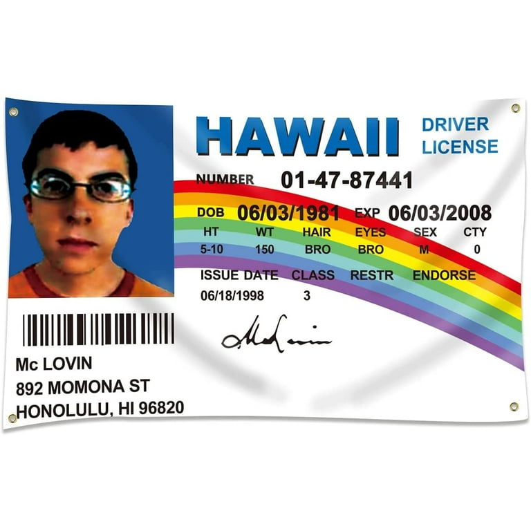McLovin ID Card With Holographic Hawaii HI Drivers License, 54% OFF