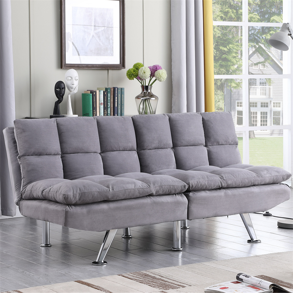 Visentor Futon Sofa Bed, Convertible Upholstered Folding Sleeper Couch ...