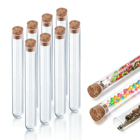 Decodeary 8Pcs Test Tubes with Corks Caps Clear Round Laboratory Tube ...