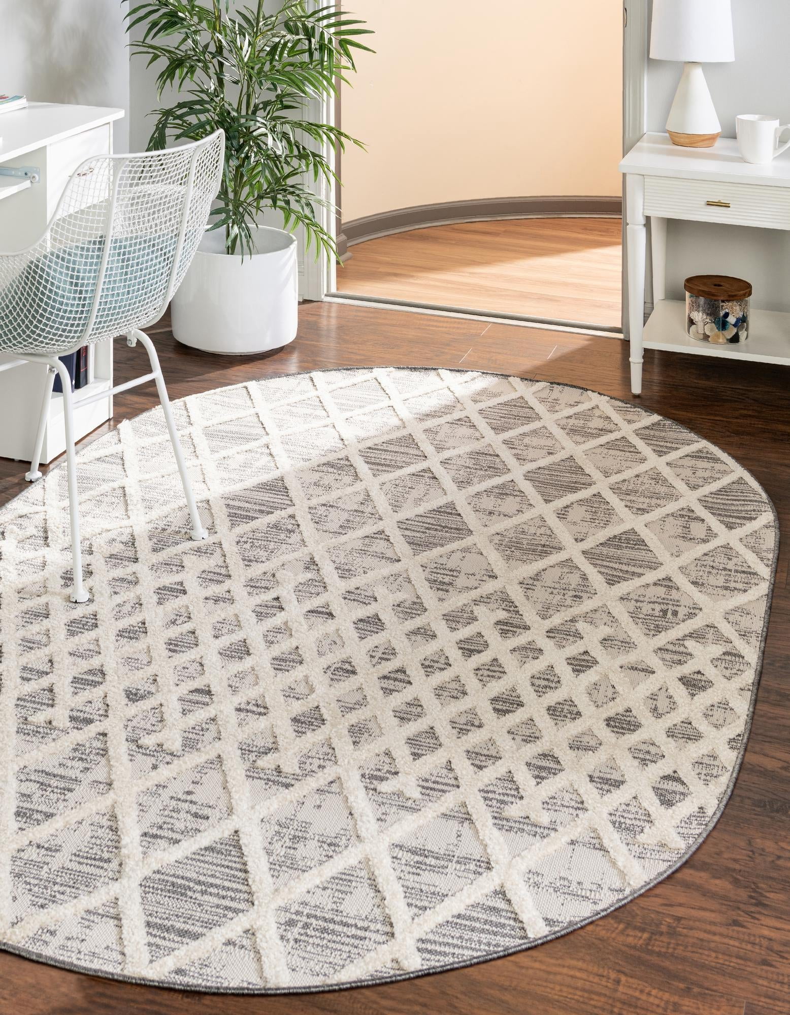 Rugs.com Arlo Collection Rug – 8' x 10' Oval Gray Medium Rug Perfect ...