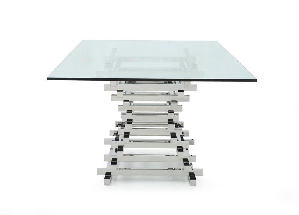 VIG Modrest Crawford Modern Rectangular Glass Top Dining Table w ...
