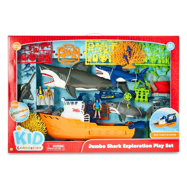 Kid Connection Jumbo Shark Exploration Boat Vehicle Playset, 81 Pieces ...