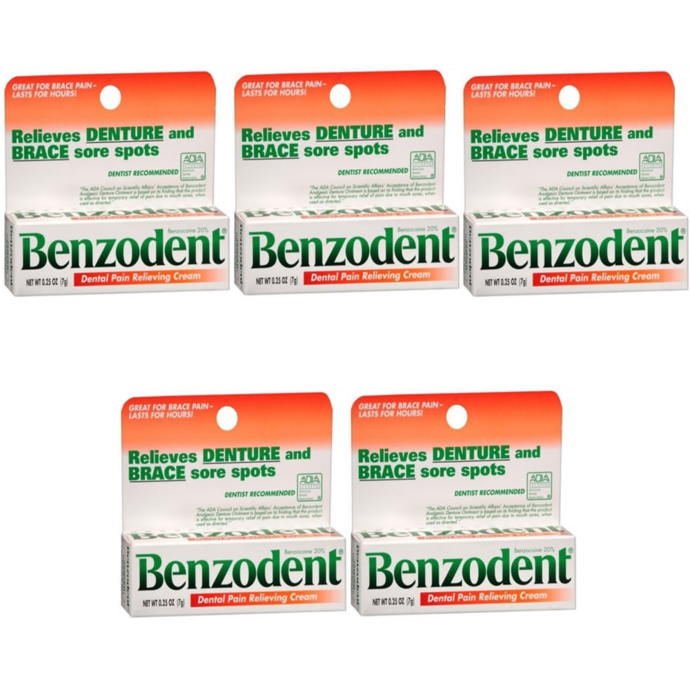 5 Pack Benzodent Denture Ointment - 0.25 Oz Each - Walmart.com