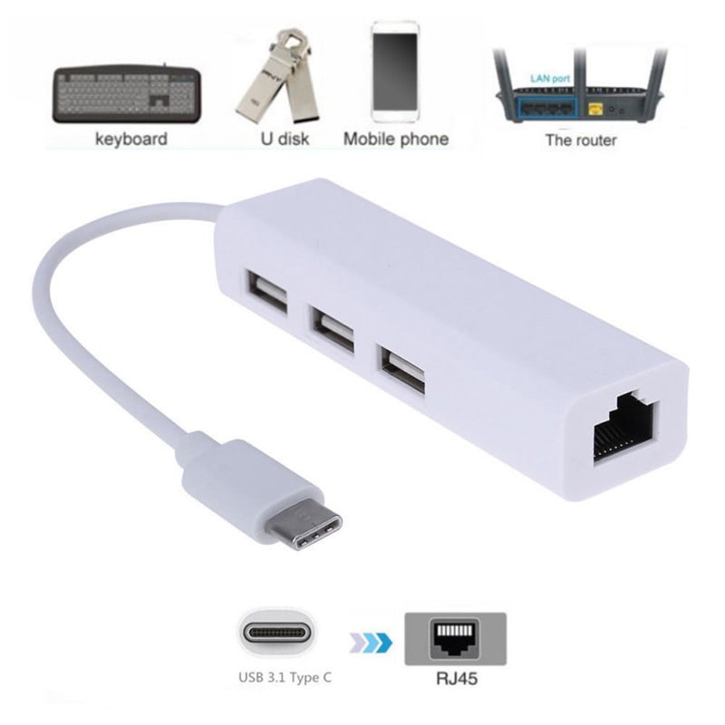Type-C To RJ45 LAN Cables, Laptop USB 3.1 To Network Cable Adapter For ...