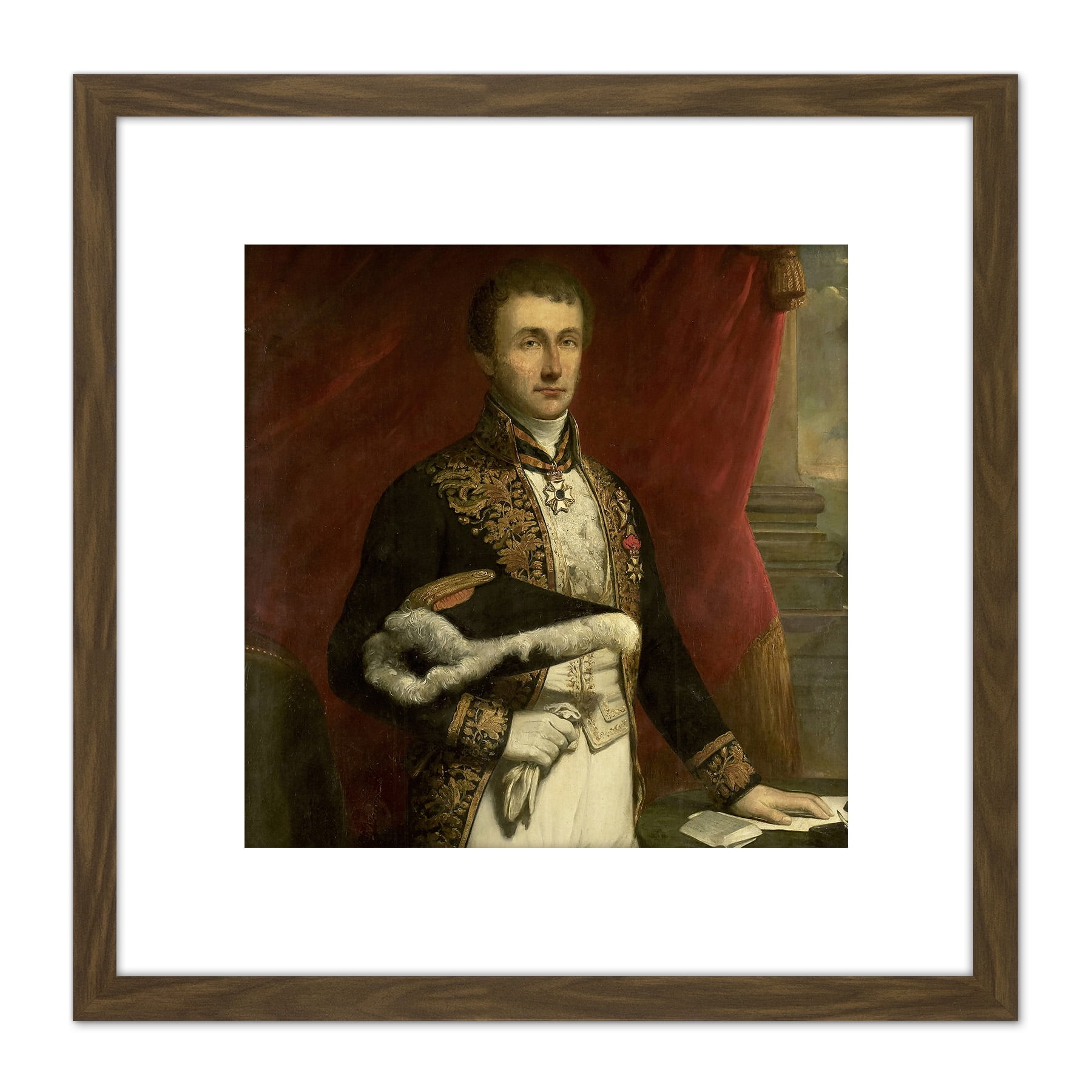 Pieneman Portrait Pieter Merkus Painting 8X8 Inch Square Wooden Framed ...