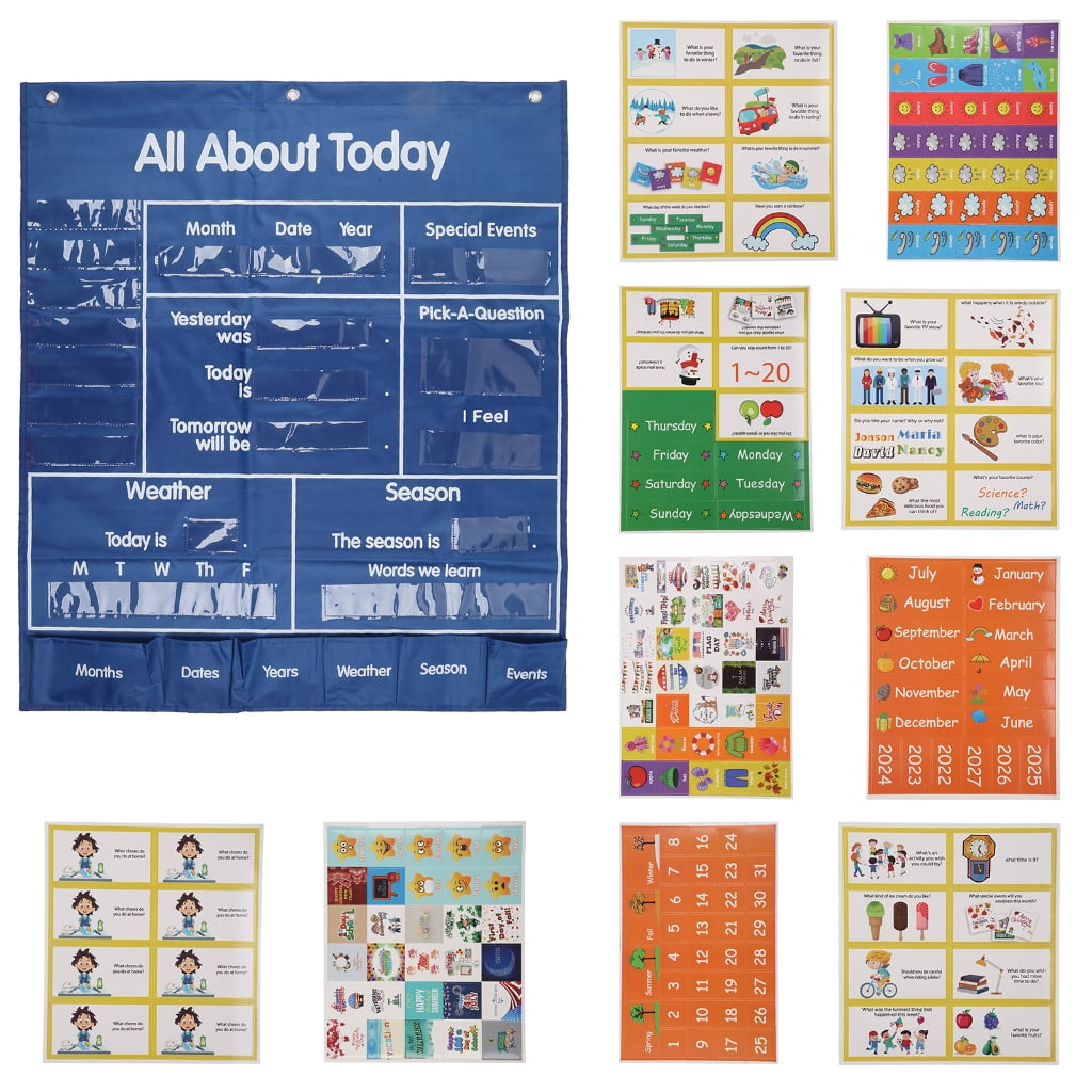 Classroom Calendar Pocket Chart All About Today Chart Set with 190 ...