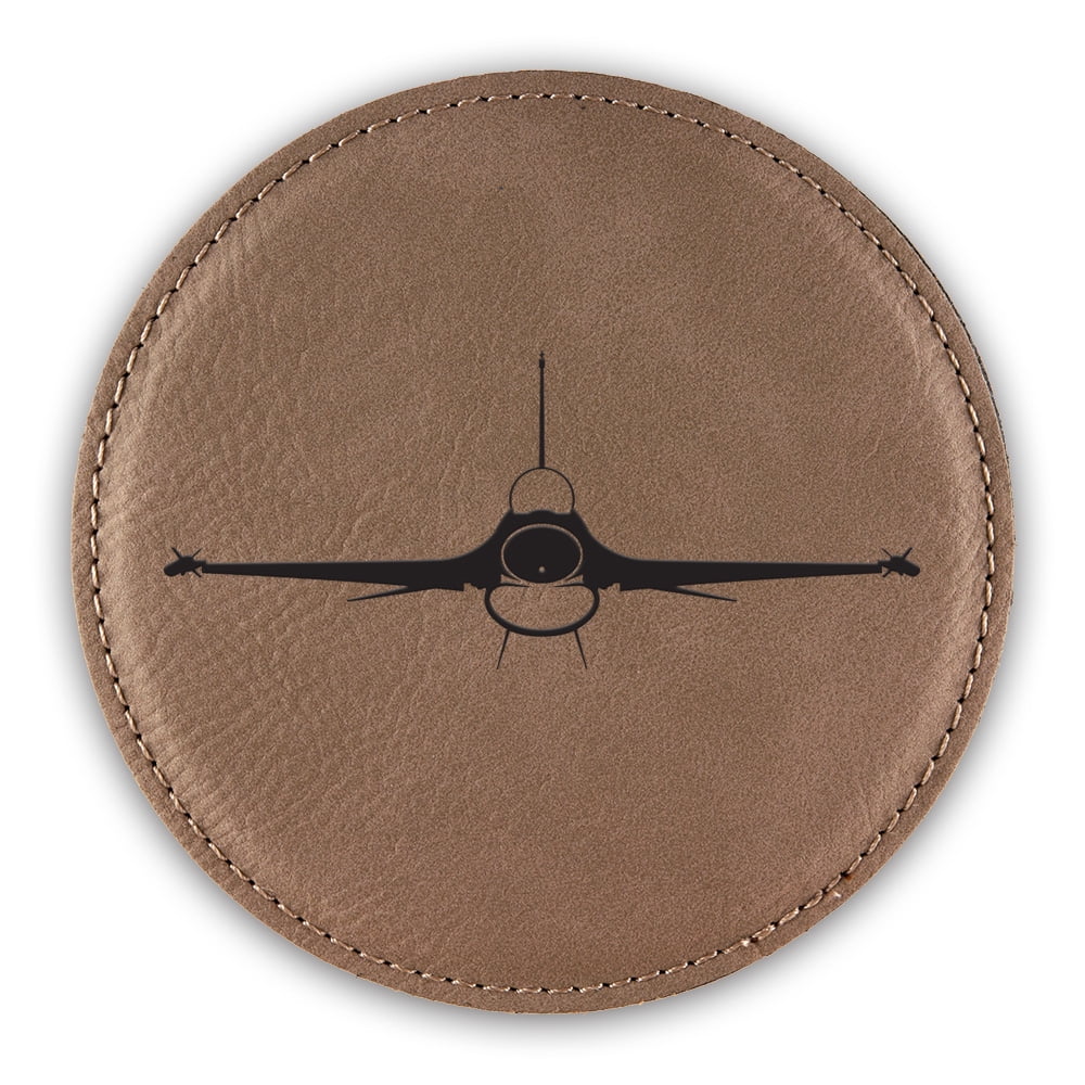 F-16 Fighting Falcon Coaster Laser Engraved Leatherette - Round ...