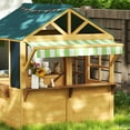 Qaba Outdoor Playhouse, Foldable Wooden Kids Cottage with Windows ...