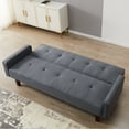 KINWELL 75-inch Modern Square Arm Futon Sleeper Sofa Grey - Walmart.com