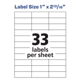 Avery, Address Labels for Copiers, 1" x 2-13/16", 3,300 Labels ...