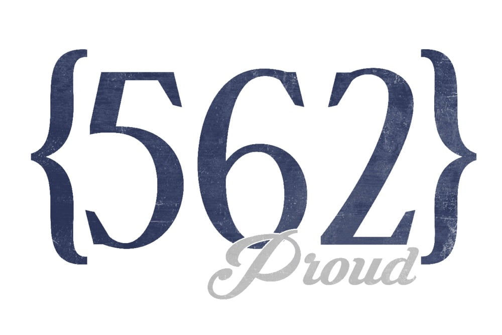 Long Beach, California, 562 Area Code (Blue) (24x36 Giclee Gallery Art ...