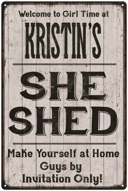 KRISTIN'S She Shed Sign Lady Cave Sign Gift 16 x 24 Matte Finish Metal ...