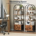 5-Tier Arched Bookcase with 2 Drawers, Industrial Style Tall Bookshelf ...