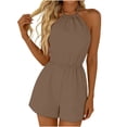 Elvqul One Piece Romper for Women Sleeveless Shorts Pull On with ...