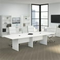 120W x 48D Conference Table with Wood Base in White - Engineered Wood ...