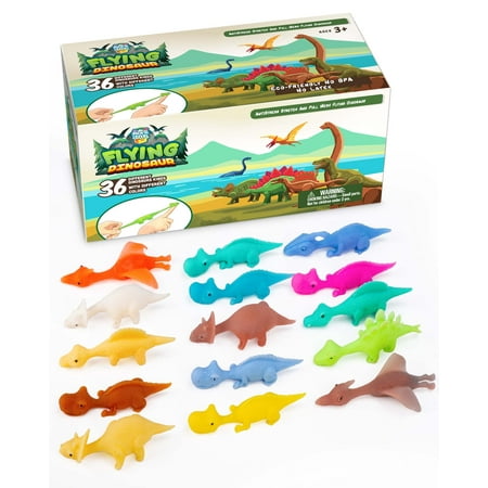 PICK A TOY 36 Pcs Mini Rubber Slingshot Flying Dinosaur Toys for Kids ...