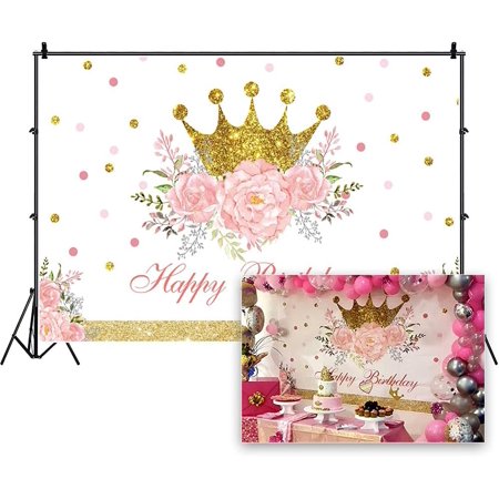 YOITEA Happy Birthday Backdrop for Luxury Princess Girls Birthday Party ...