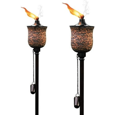 Deco Window 60” Large Flame Garden Torch Set of 2 Metal Outdoor ...