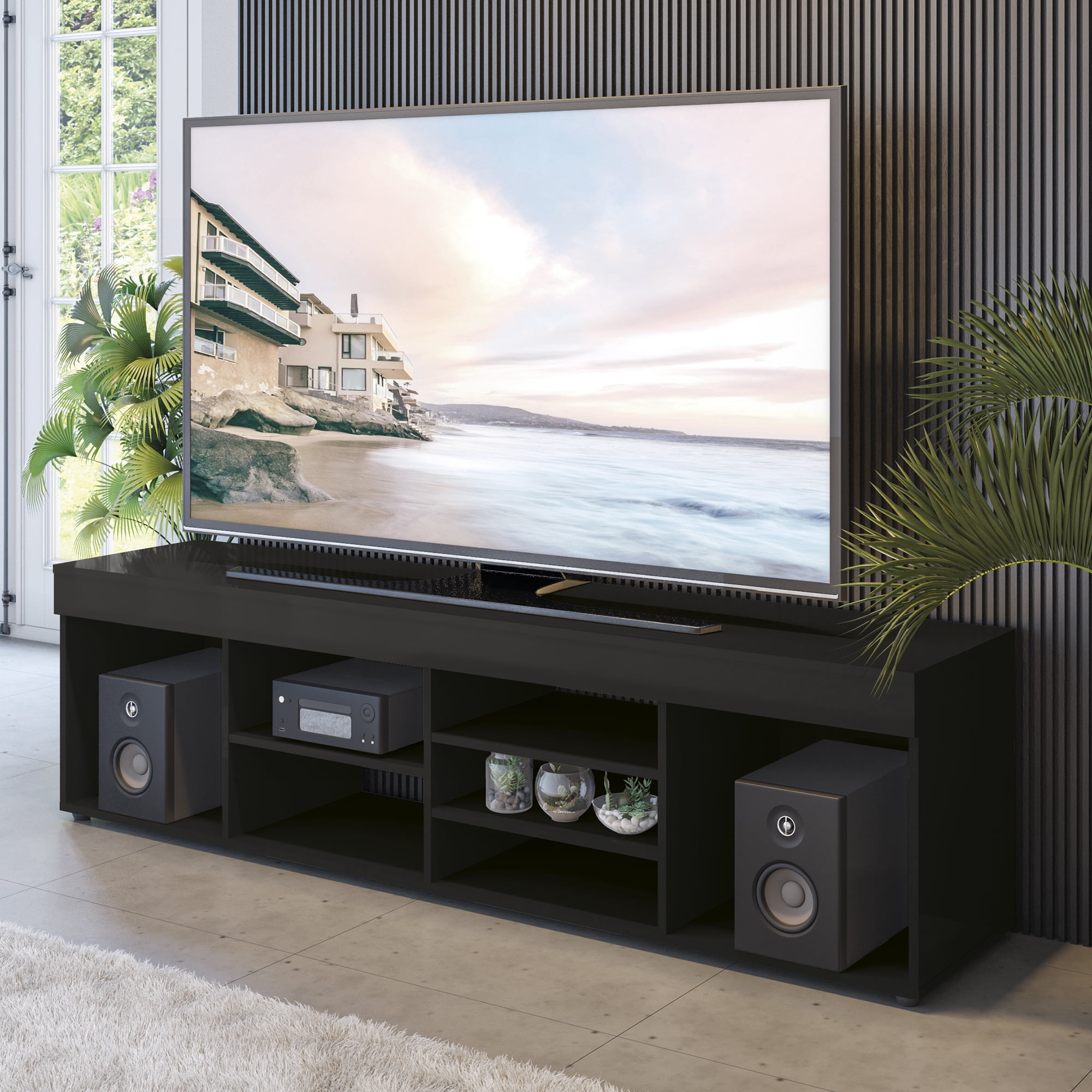 Boahaus Dakota TV Stand, Black Matte, TVs up to 65", Manufactured Wood ...