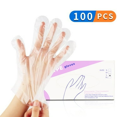 100 Pcs Disposable Plastic Gloves Food Prep Glove Safety Gloves For ...