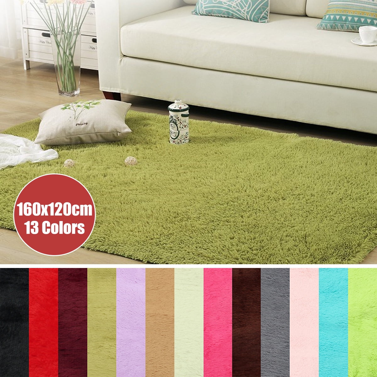 63x47.2" Modern Soft Fluffy Floor Rug Anti-skid Shag Shaggy Area Rug ...