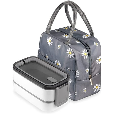Large Bento Box for Adults, 2 Layer Stackable Bento Lunch Box Set with ...