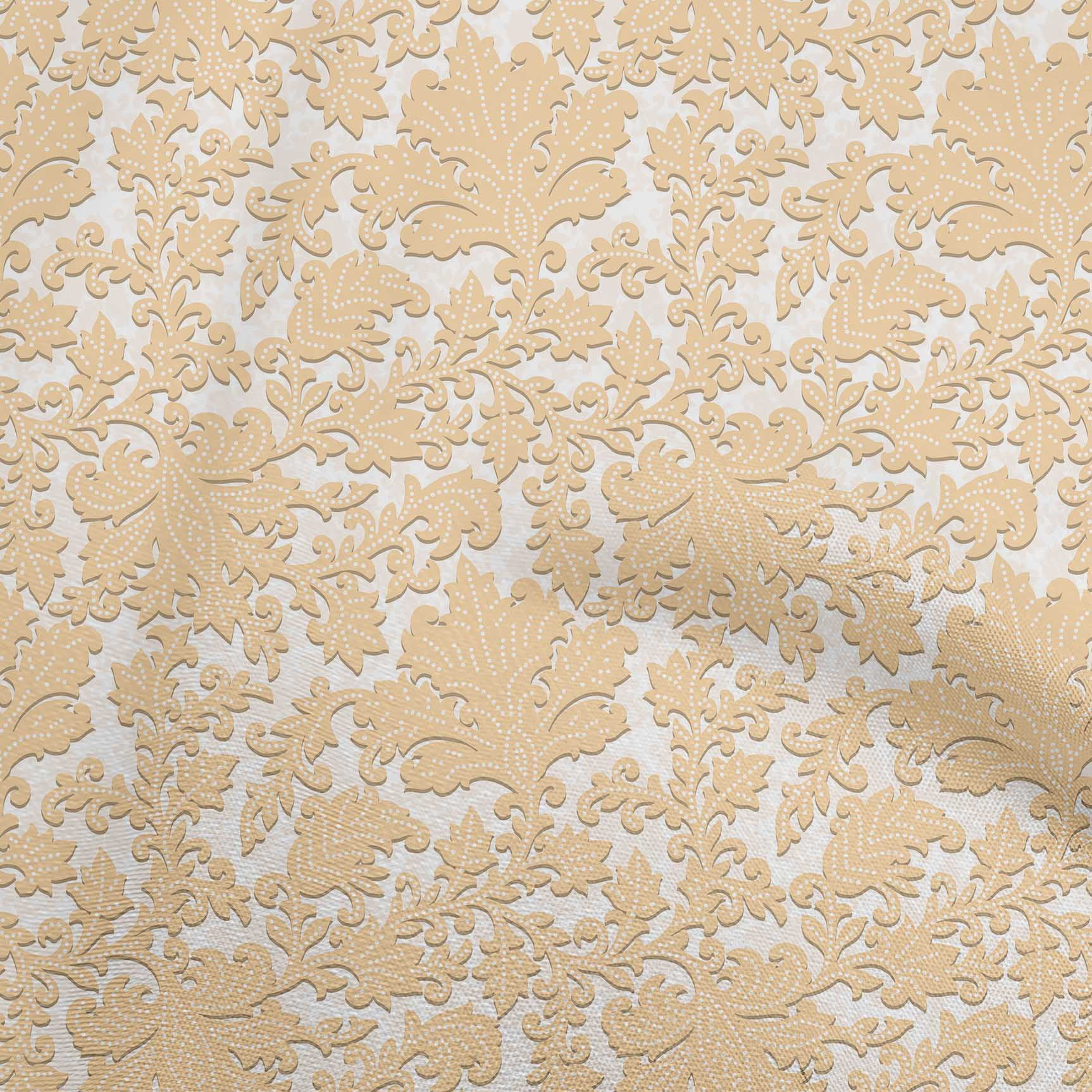 oneOone Viscose Chiffon Beige Fabric Damask Sewing Material Print ...