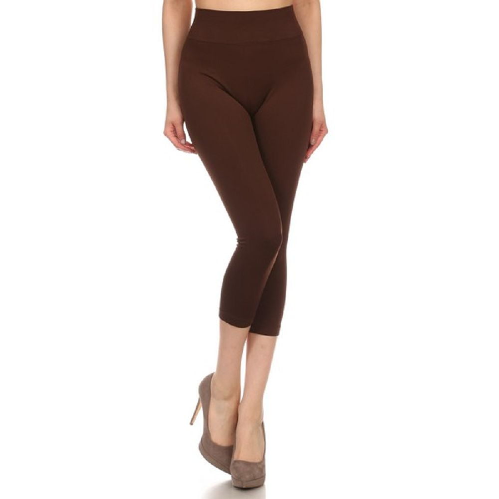 Women Capri Strechy Leggings Tights Slimming Seamless Pants, Coffee ...