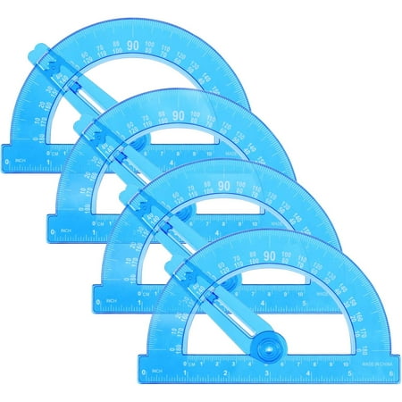4 Pack Plastic Protractor Math Protractors,6 Inch Blue Protractor Bulk ...