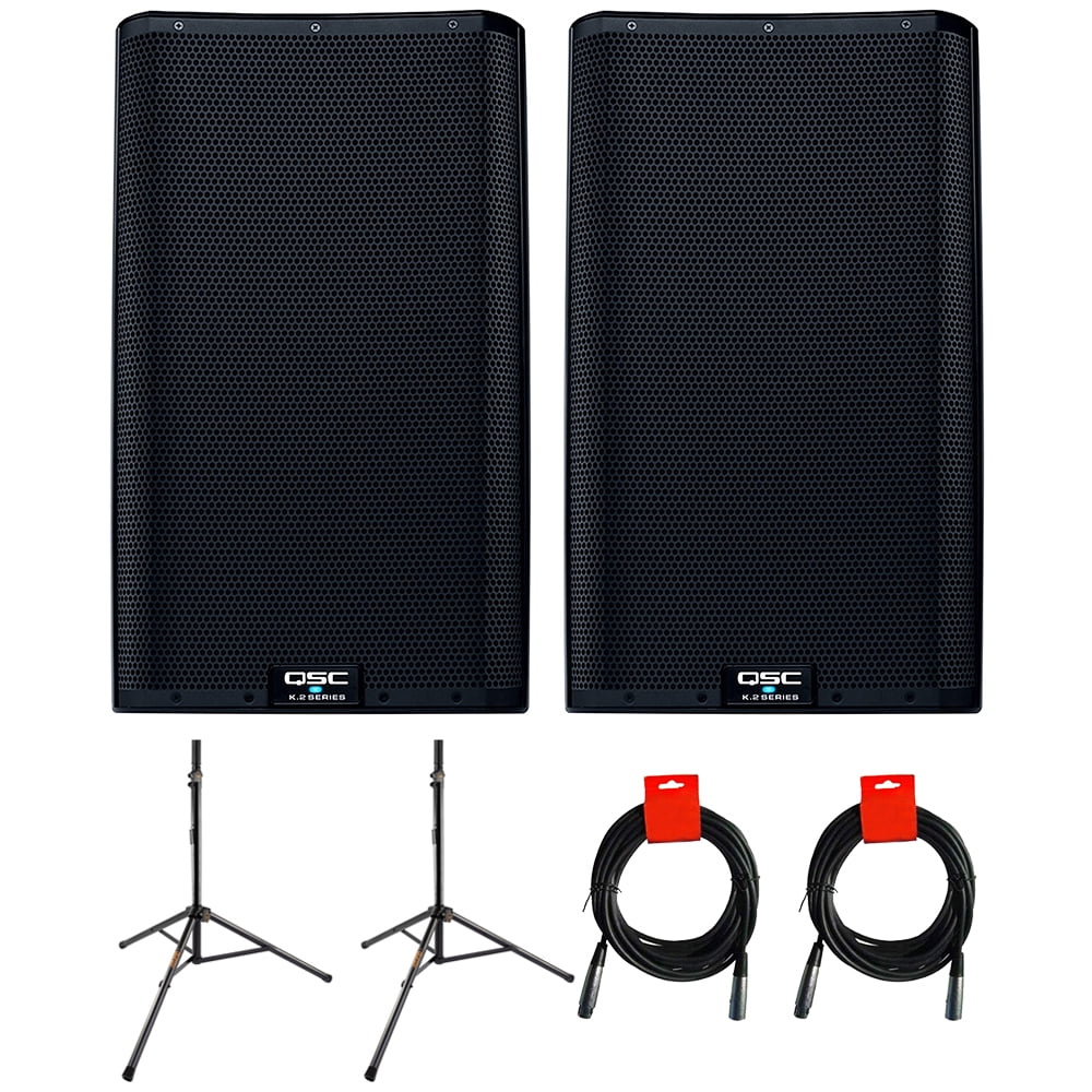 QSC K12.2 Active 12" Powered 2000 Watt Loudspeaker (Pair) Bundle with ...