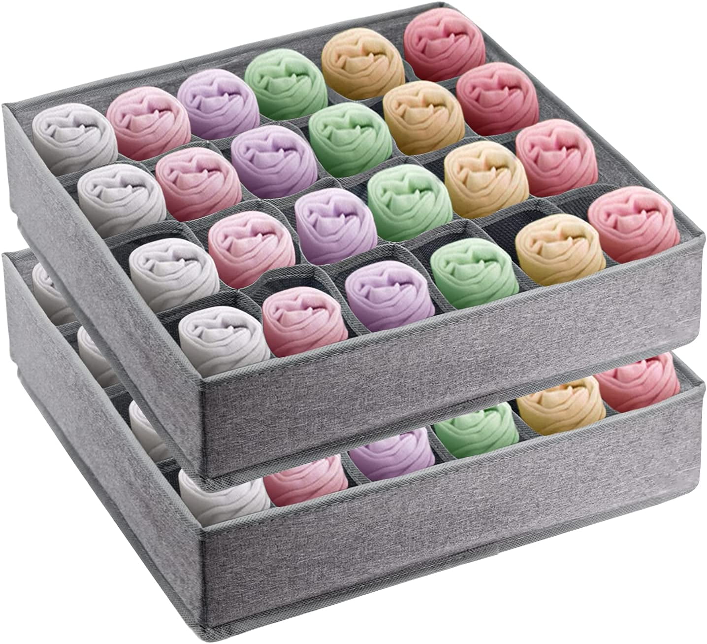 Tutuviw 2PCS Socks Underwear Drawer Organizer (24 cells)Sock Organizer ...
