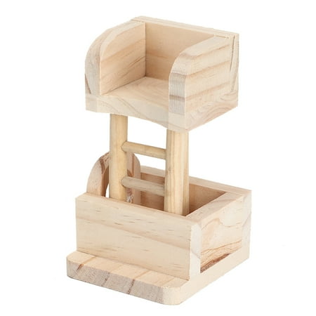 Natural Wooden Hamster Platform House Lookout Tower Toy for Small Pets ...