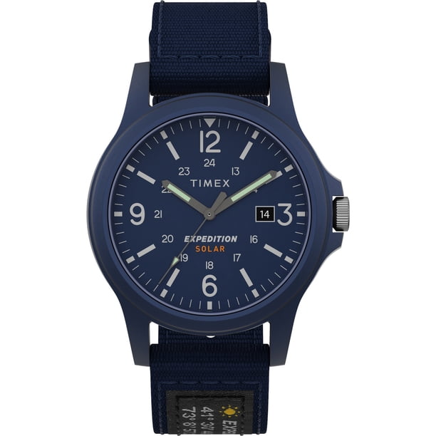 Timex Men's Expedition Acadia Solar Blue 40mm Outdoor Watch, Fabric ...