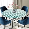 Abstract Gradient Round Table Cover, Stripes Green Ombre Chevron Wave ...