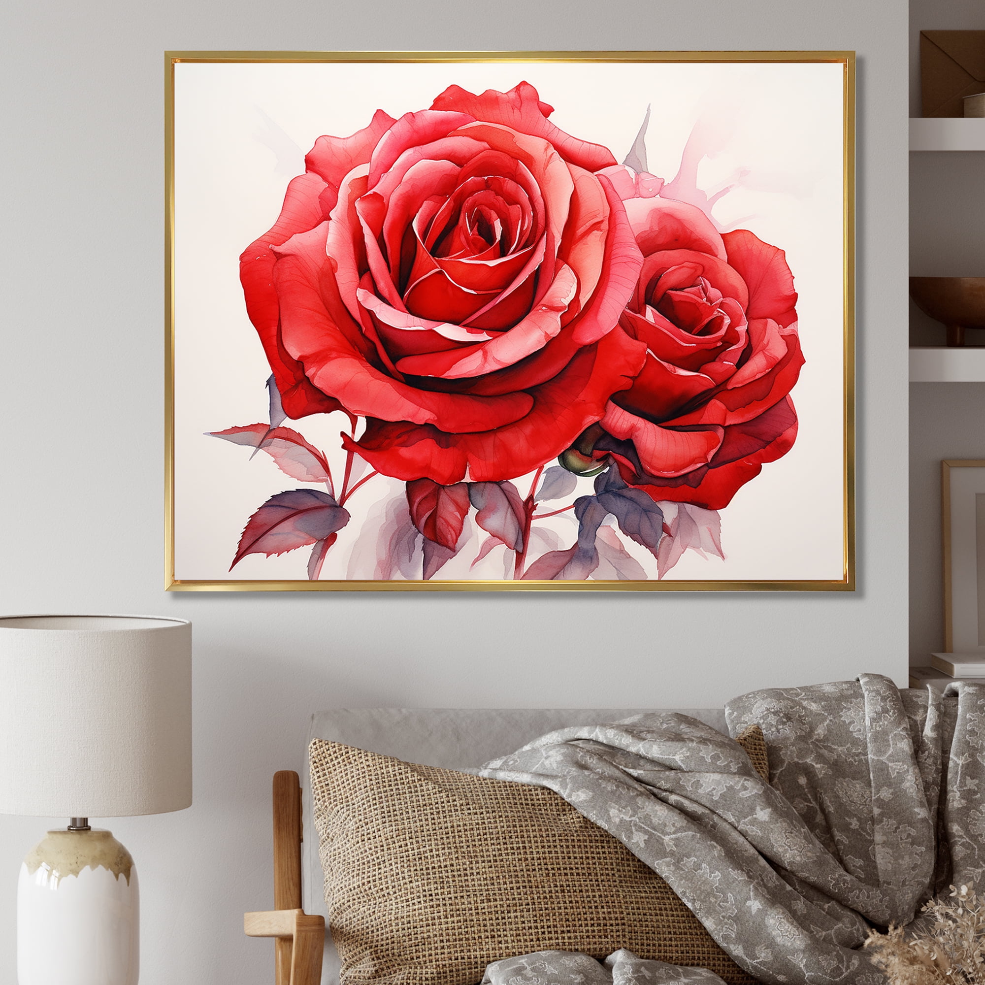 Click here for Designart Roses Framed Wall Art  Resonant Crimson... prices