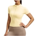 BADHUB Womens Running Top Slim Full Zipper Zip up Collar Fitness Blouse ...