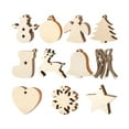 10 Piece Handcrafted Wooden Christmas Ornaments Set with Hanging Cords ...