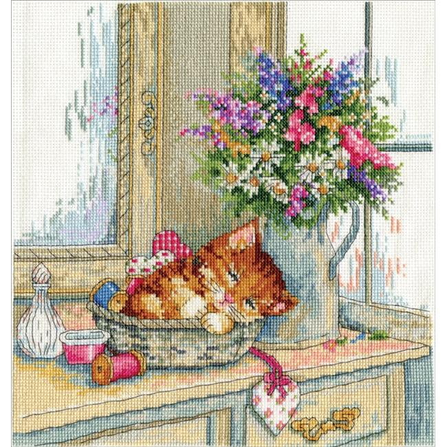 Design Works Counted Cross Stitch Kit 10"X10"-Cat Nap (14 Count ...
