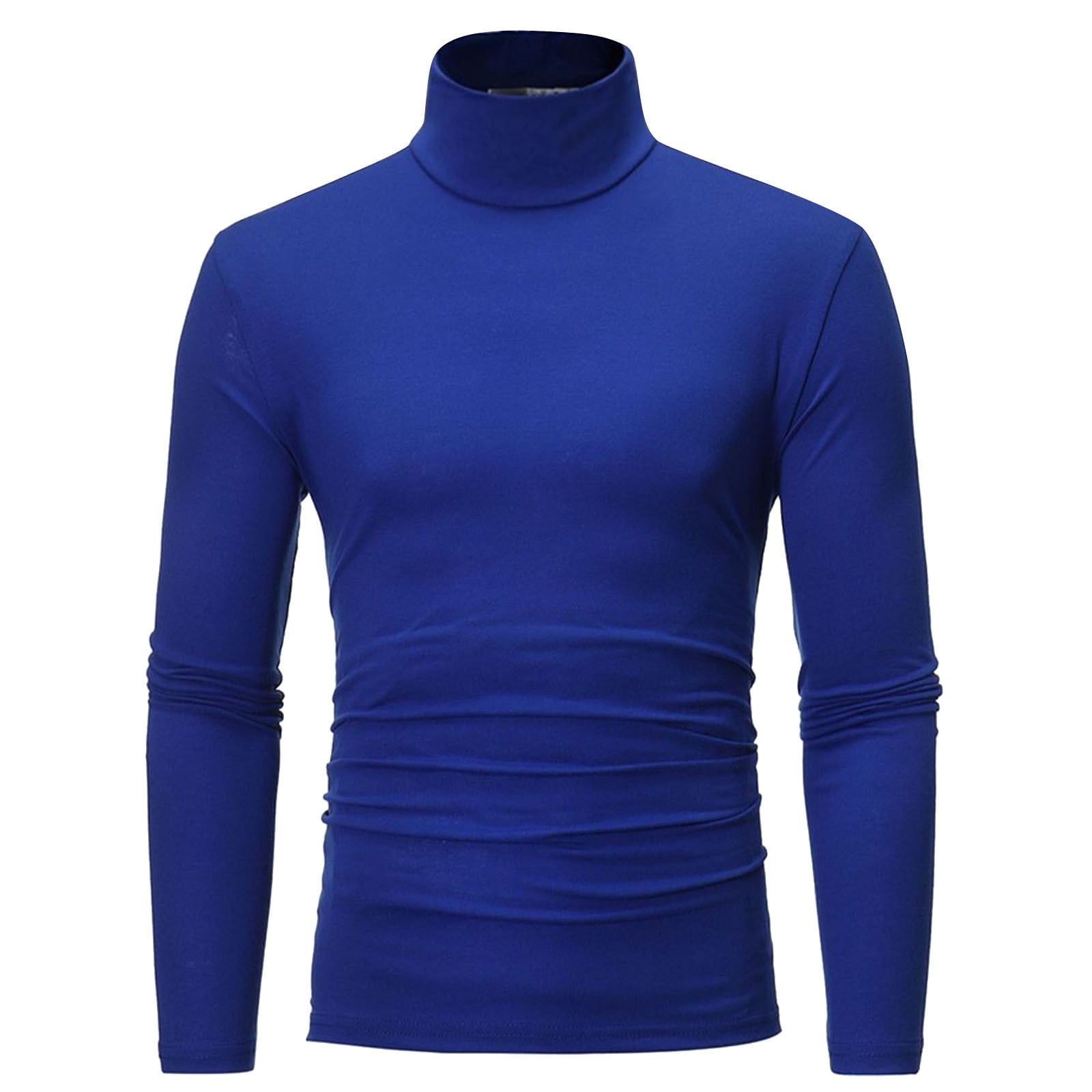 QWERTYU Men's Solid Color Turtleneck Long Sleeve Slim Fit Casual T ...