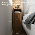 UGTOO Walnut Nightstand Pair – Slim 3-Drawer Bedside Tables with Open ...
