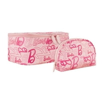 Barbie 2-Piece Women's Makeup Bag, Two Zipper Travel Cosmetic Zipper ...