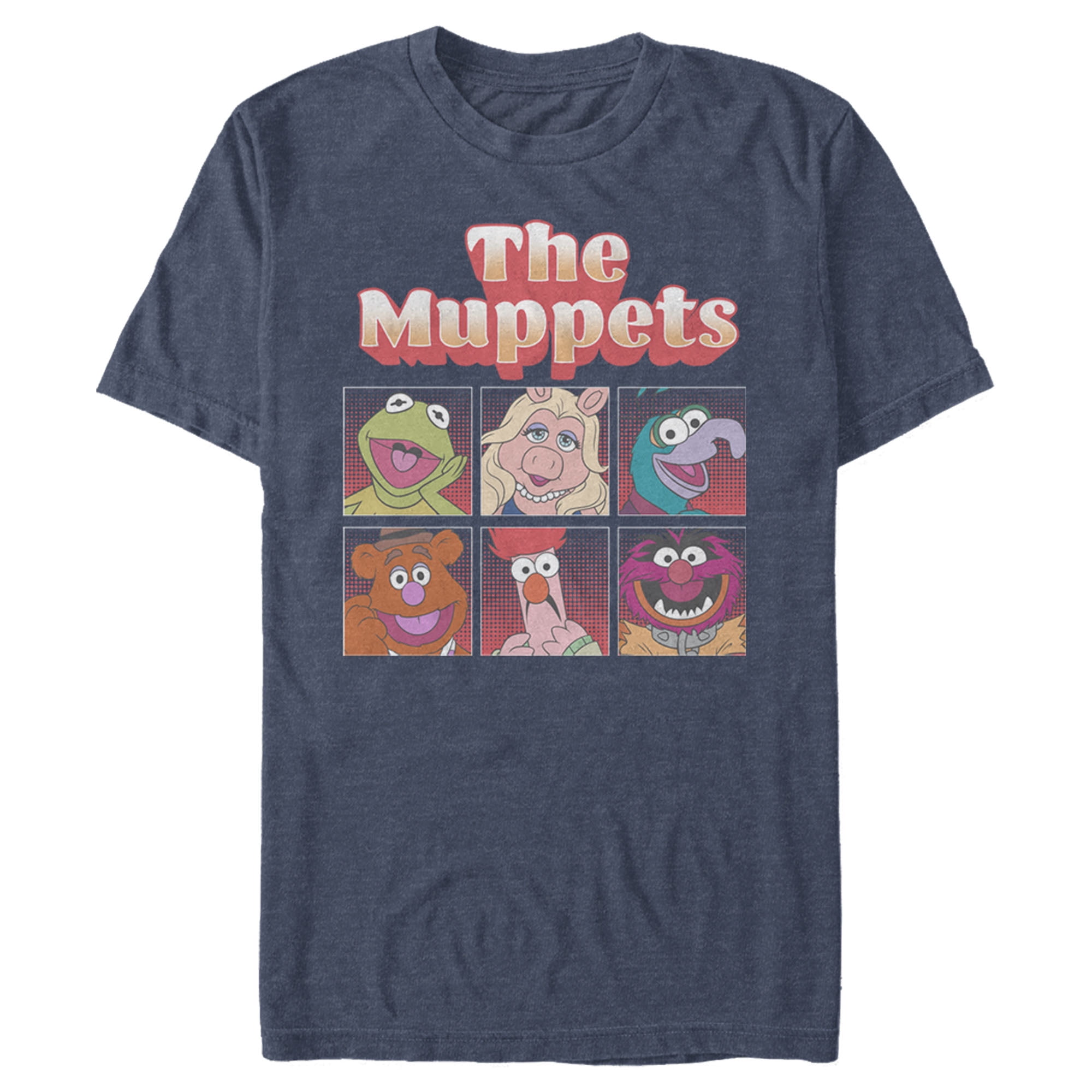 Men's The Muppets Boxed Characters Graphic Tee Navy Blue Heather Large ...